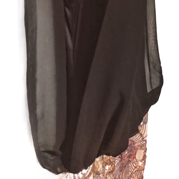 Karlie | Dresses | Karlie Black Sheer Rose Gold Sequin Dress | Poshmark